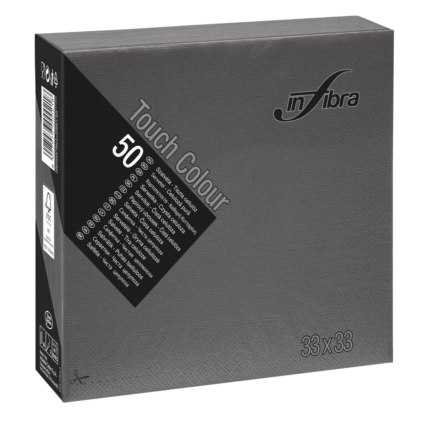 Infibra servet zwart 33 x 33 cm 1/4 vouw - 24 x 50 stuks - Doseer.nl is ...